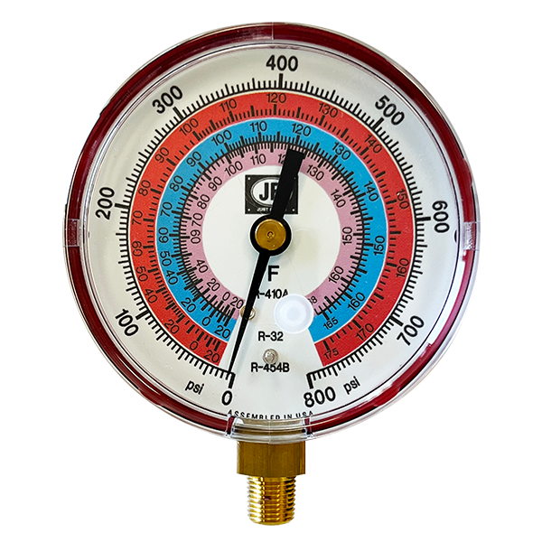 M2-862 JB Industries Pressure Gauge, Red High Side, A2L Refrigerants ...