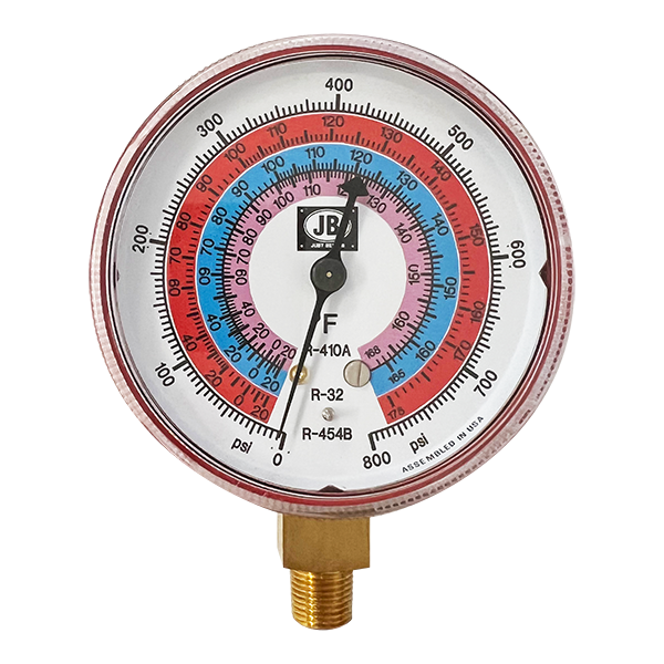 M2-864 JB Industries Pressure Gauge, Red High Side, A2L Refrigerants ...