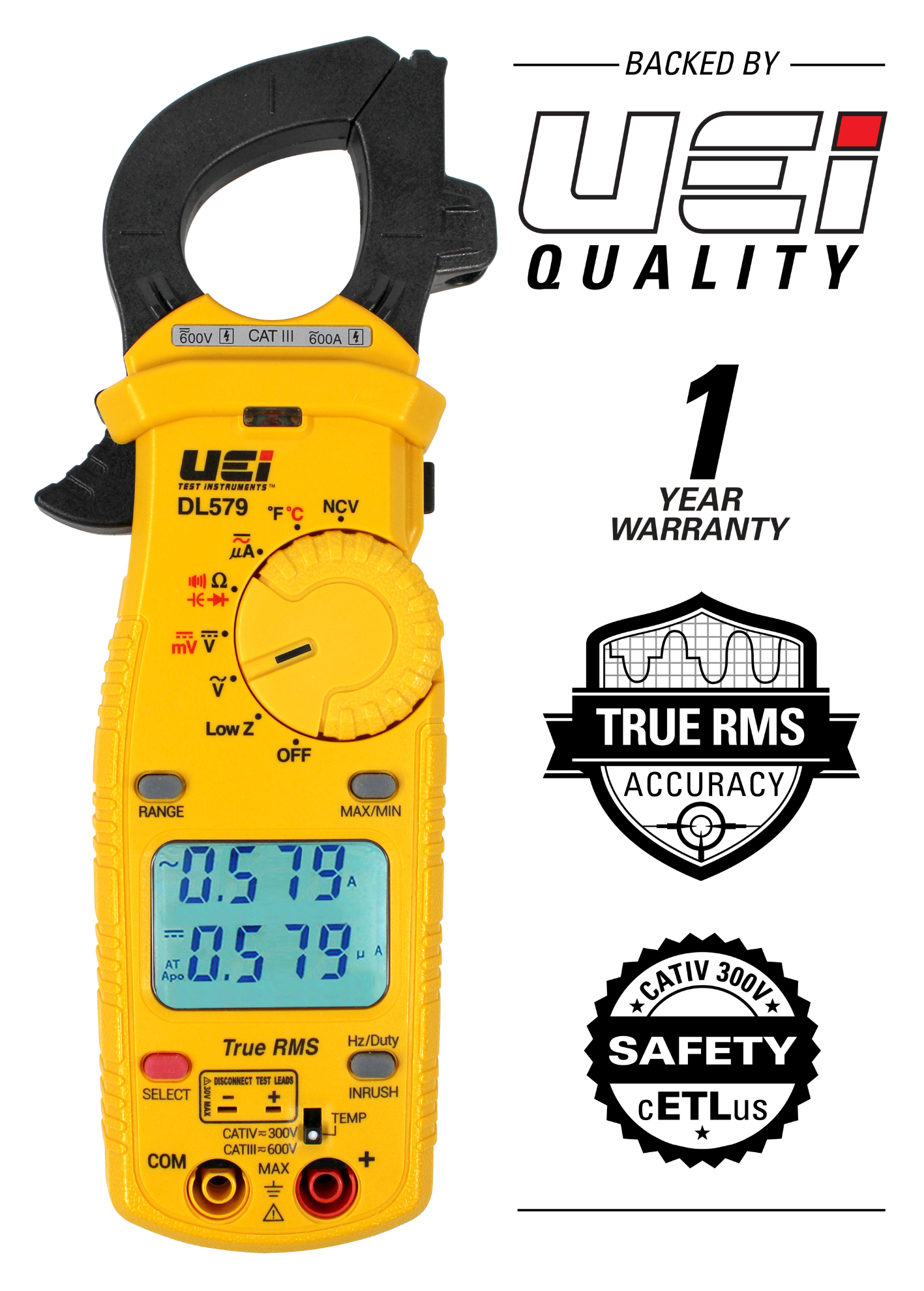 DL579 UEi Test Instruments 600A Dual Display TRMS-Clamp Meter- Rogers ...